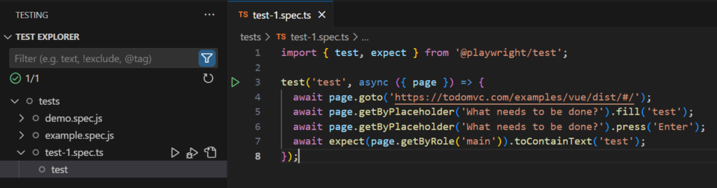 Розширення Playwright для Visual Studio Code